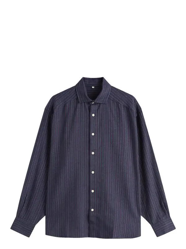 BASERANGE Claude Flannel Shirt - Purple Stripe
