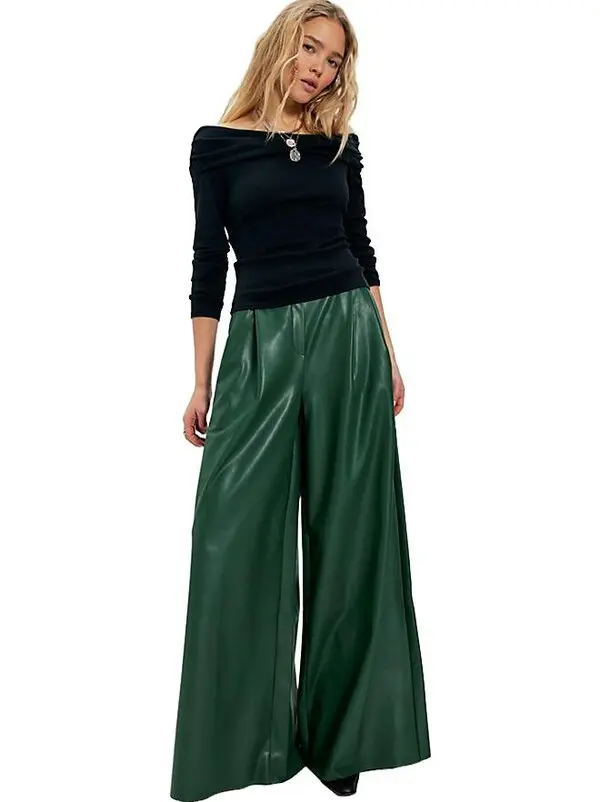 Norma Kamali Vegan Pleated Pants - Dark Emerald