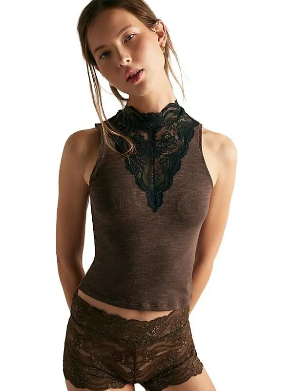 Free People Intimately Maybe Baby Cami - Chicory Coffee