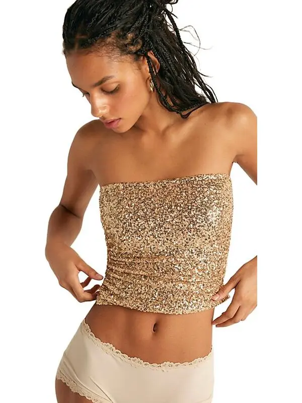 Free People Leading The Way Tube Top - Honey Gold