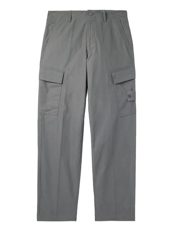 Stone Island Ghost Straight-leg Cotton Cargo Trousers - Gray