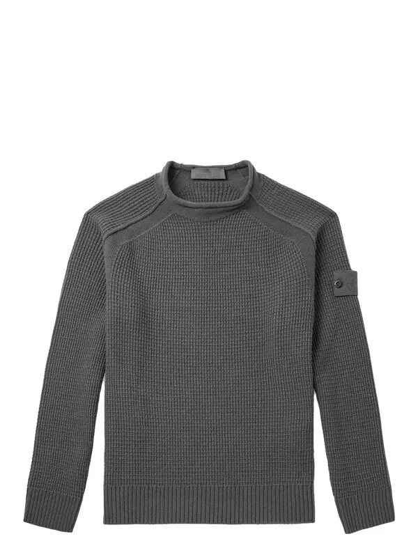 Stone Island Ghost Waffle-knit Virgin Wool Sweater - Gray