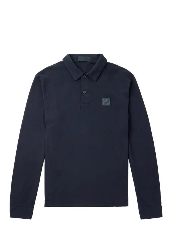 Stone Island Ghost Logo-appliquéd Cotton-jersey Polo Shirt - Blue