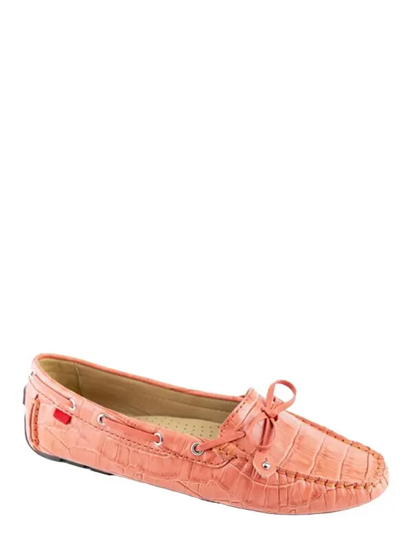 MARC JOSEPH NEW YORK Cypress Hill Croco Tiebow Driver Loafer - Coral Croco