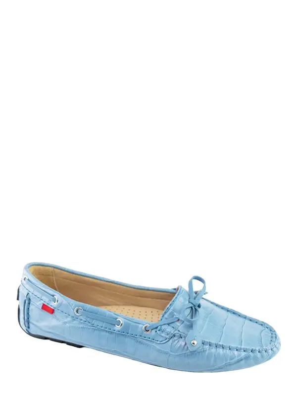 MARC JOSEPH NEW YORK Cypress Hill Croco Tiebow Driver Loafer - Ocean Breeze Croco