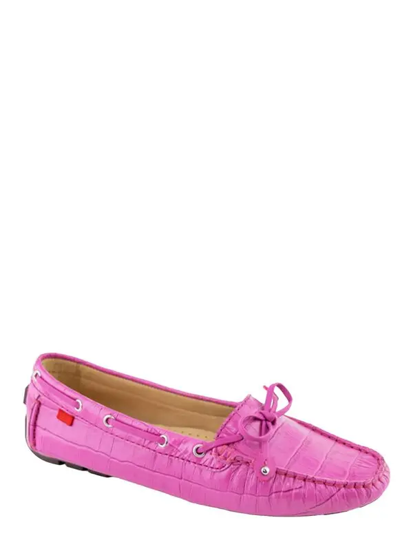 MARC JOSEPH NEW YORK Cypress Hill Croco Tiebow Driver Loafer - Pink Croco