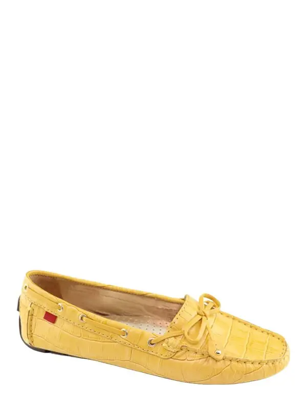 MARC JOSEPH NEW YORK Cypress Hill Croco Tiebow Driver Loafer - Sunflower Croco
