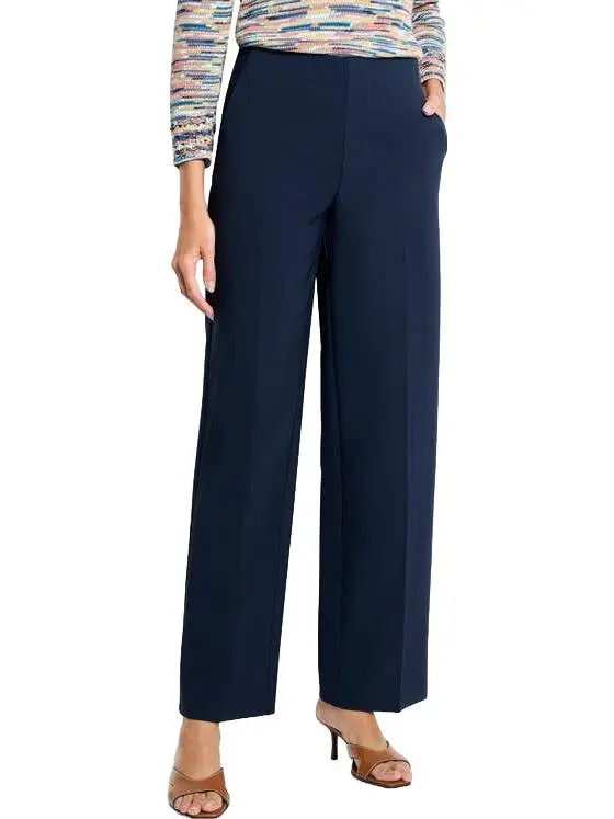 NIC+ZOE Lenox Wide Leg Stretch Trousers - Dark Indigo