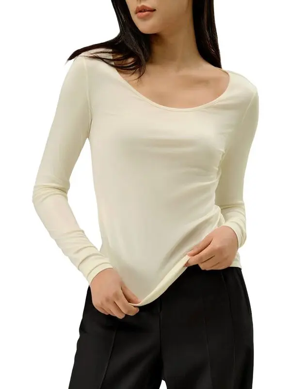 Lilysilk Slim Fit Silk Jersey Top - Lily White