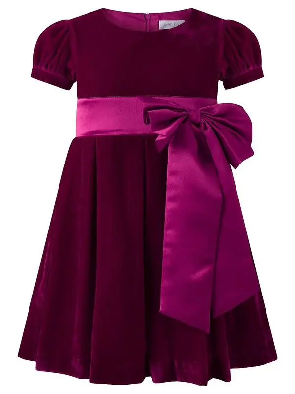 RACHEL RILEY Velvet Bow Dress - Fuschia