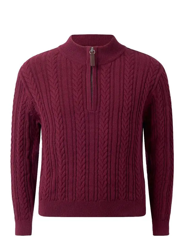 RACHEL RILEY Half-zip Cable Knit Sweater - Red