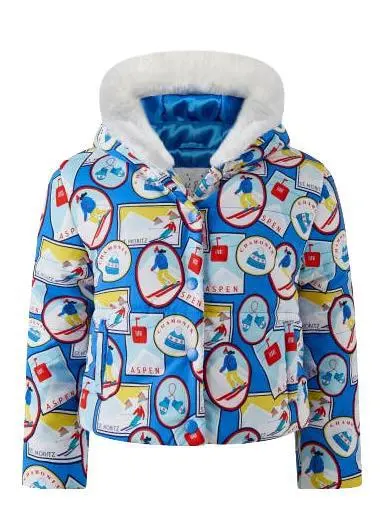 RACHEL RILEY Ski Travel Printed Puffer Jacket - Blue