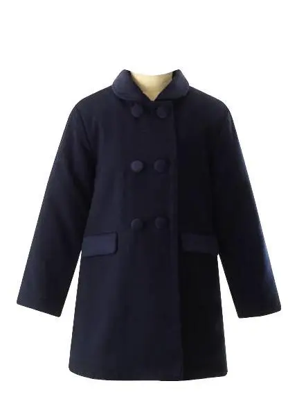 RACHEL RILEY Velvet Trim Dress Coat - Navy