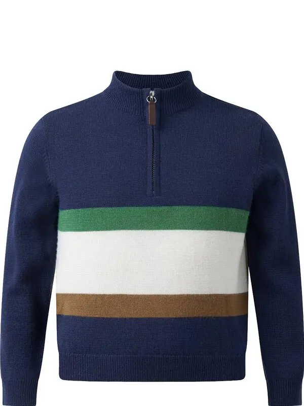 RACHEL RILEY Stripe Half-zip Sweater - Navy