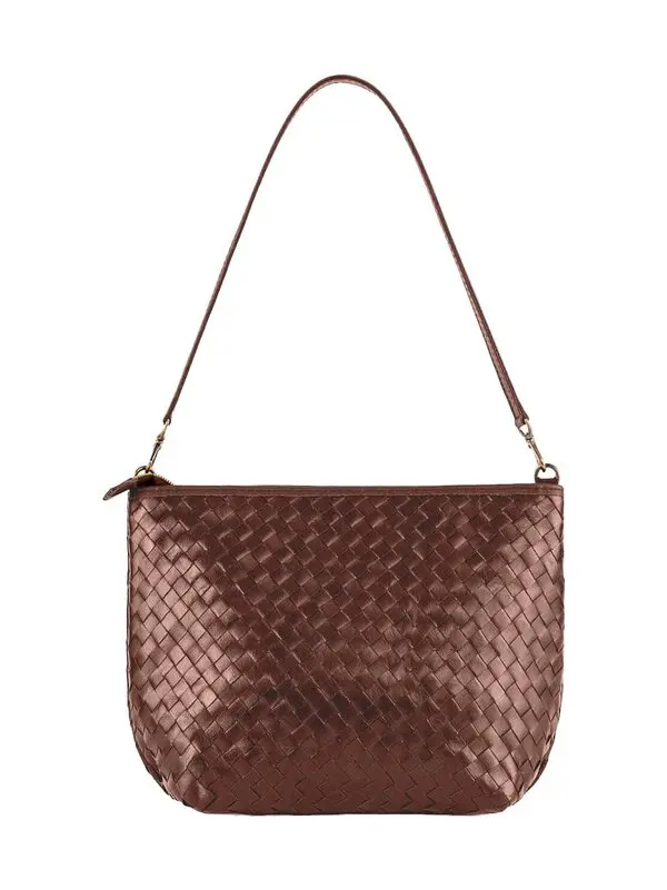 DEUX MAINS Woven Leather Shoulder Bag - Brown