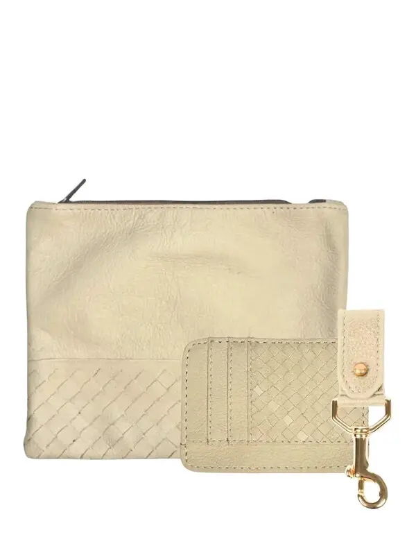 DEUX MAINS Large Pouch, Key Chain & Slim Id Bundle - Bone