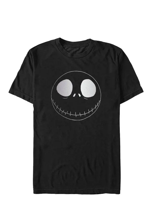 THE NIGHTMARE BEFORE CHRISTMAS Minimalist Jack Face Graphic T-shirt - Black