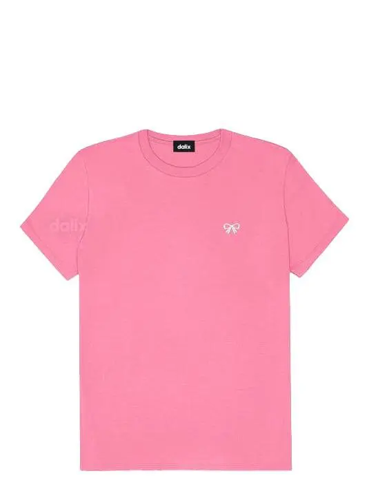 DALIX Bow Jersey Tee - Charity Pink