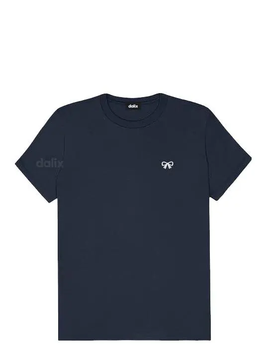 DALIX Bow Jersey Tee - Navy Blue