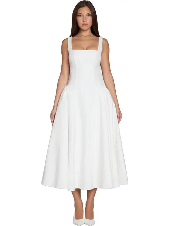 LEAU Corset Midi Dress - White