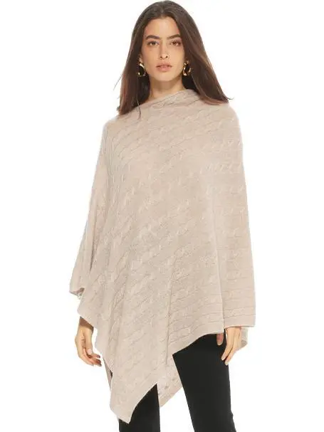 MONTICELLI CASHMERE Cashmere Textured Knit Poncho - Beige
