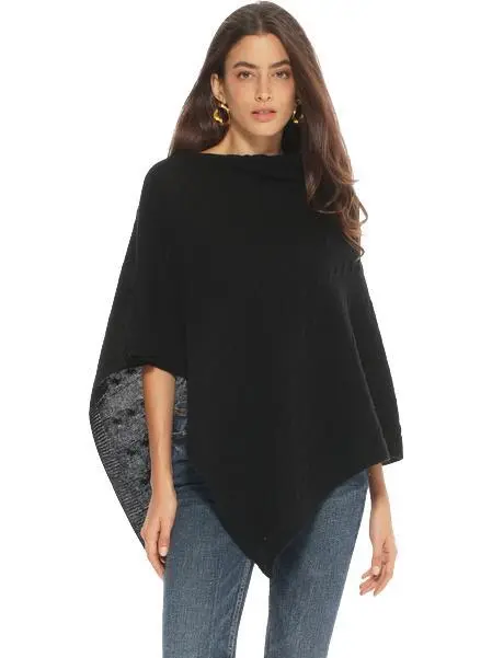 MONTICELLI CASHMERE Cashmere Textured Knit Poncho - Black