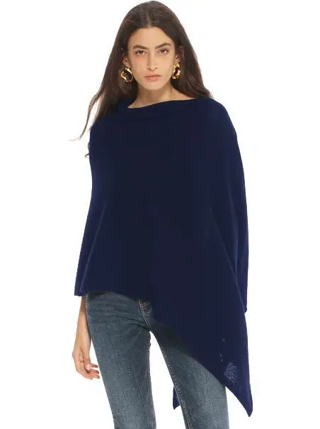 MONTICELLI CASHMERE Cashmere Textured Knit Poncho - Blue