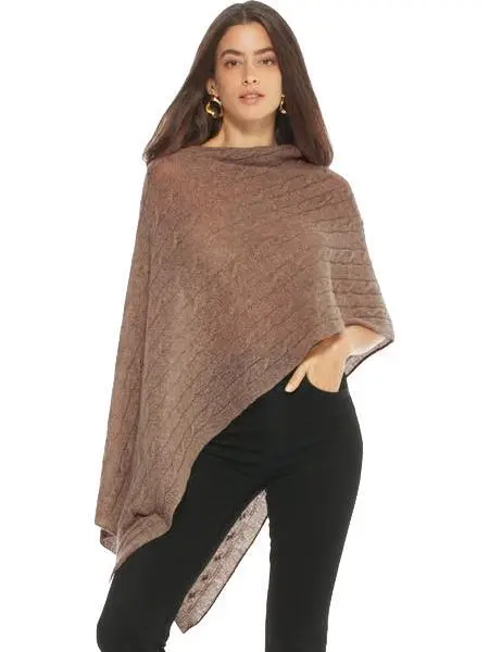MONTICELLI CASHMERE Cashmere Textured Knit Poncho - Brown