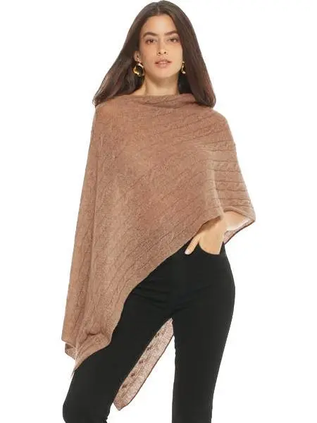 MONTICELLI CASHMERE Cashmere Textured Knit Poncho - Camel