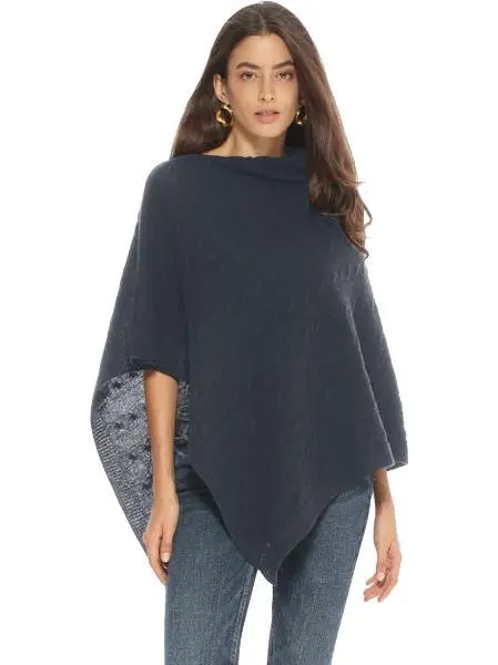 MONTICELLI CASHMERE Cashmere Textured Knit Poncho - Charcoal