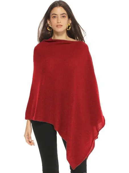 MONTICELLI CASHMERE Cashmere Textured Knit Poncho - Chianti