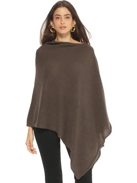 MONTICELLI CASHMERE Cashmere Textured Knit Poncho - Coffee