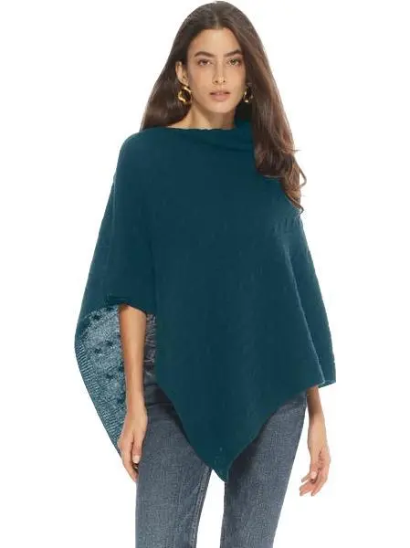 MONTICELLI CASHMERE Cashmere Textured Knit Poncho - Forest Green