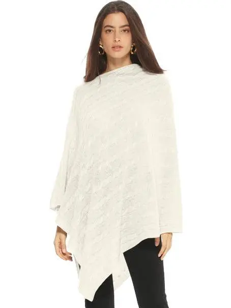 MONTICELLI CASHMERE Pure Cashmere Textured Knit Poncho - Milk White