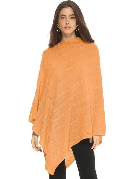 MONTICELLI CASHMERE Cashmere Textured Knit Poncho - Orange