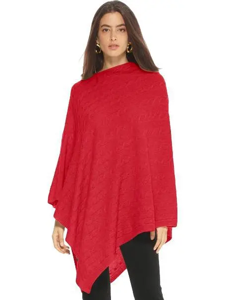MONTICELLI CASHMERE Cashmere Textured Knit Poncho - Red