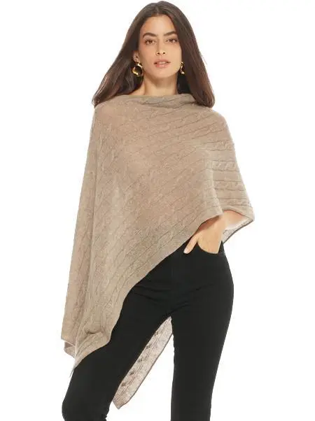 MONTICELLI CASHMERE Cashmere Textured Knit Poncho - Taupe
