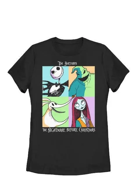 THE NIGHTMARE BEFORE CHRISTMAS Group Character Portraits Graphic T-shirt - Black