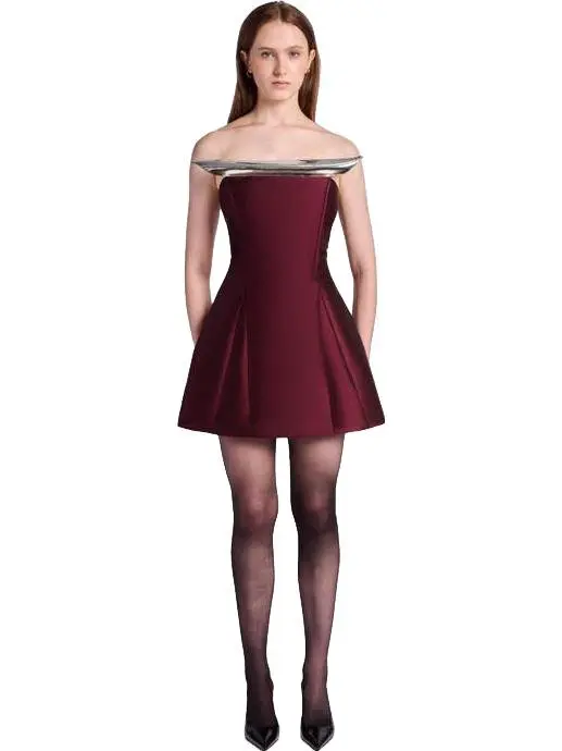 KATE BARTON Sculpted Mini Dress - Burgundy
