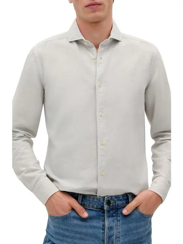 SCALPERS Vintage Linen Se Shirt - Light Grey