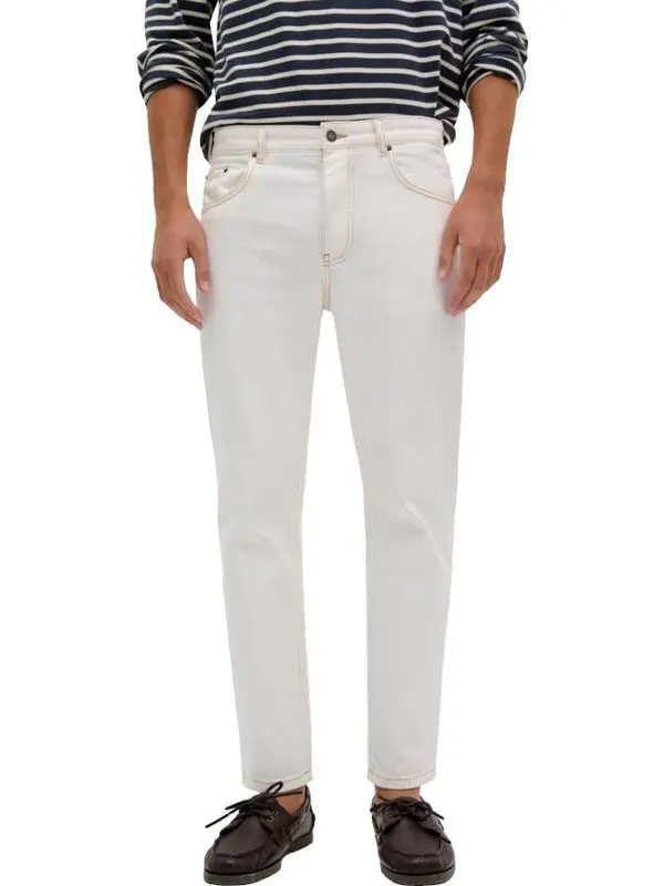 SCALPERS Cropped Cotton-blend Jeans - Cream