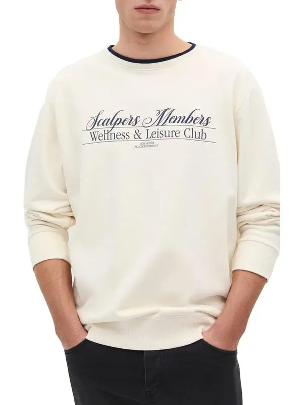 SCALPERS Member Cotton Sweatshirt - Cream