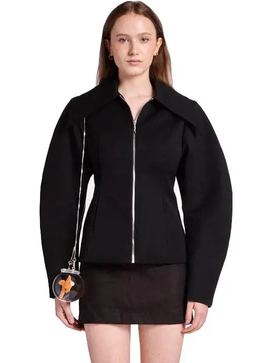 KATE BARTON Fitted Wool Jacket With Sculpted Sleeves - Black