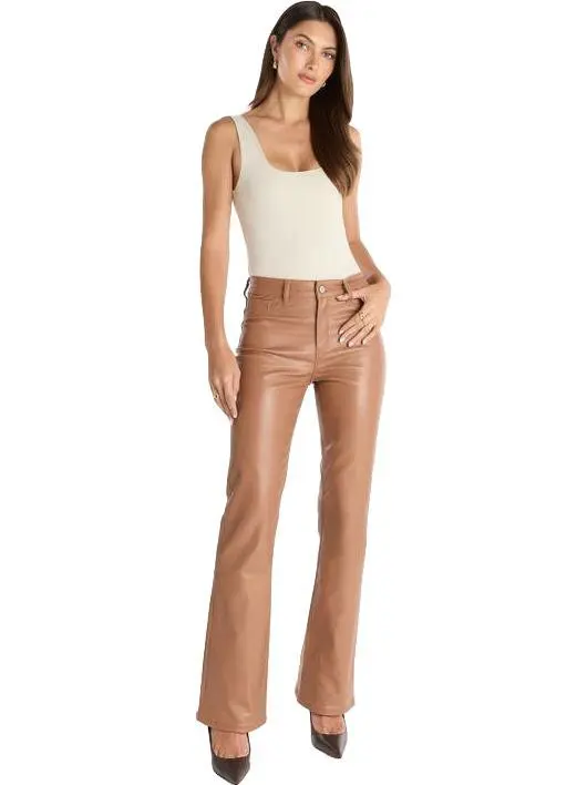 THE NOLI SHOP Aria Coated Flare Jean Petite - Mocha