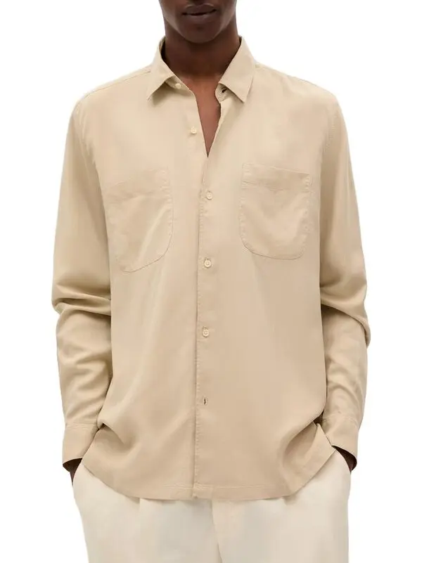 SCALPERS Icon Delta Tencel Shirt - Beige