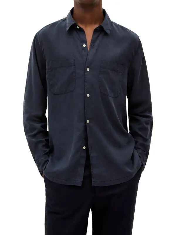 SCALPERS Icon Delta Tencel Shirt - Navy