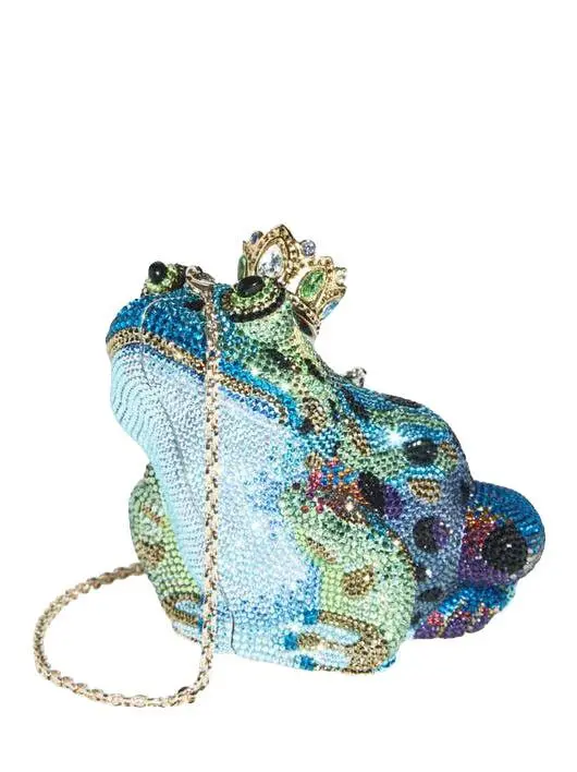 Judith Leiber Frog Prince Charming Clutch - Silver Jet Multi