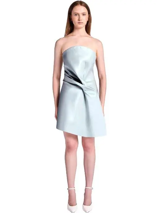 KATE BARTON Draped Mini Dress - Light Blue