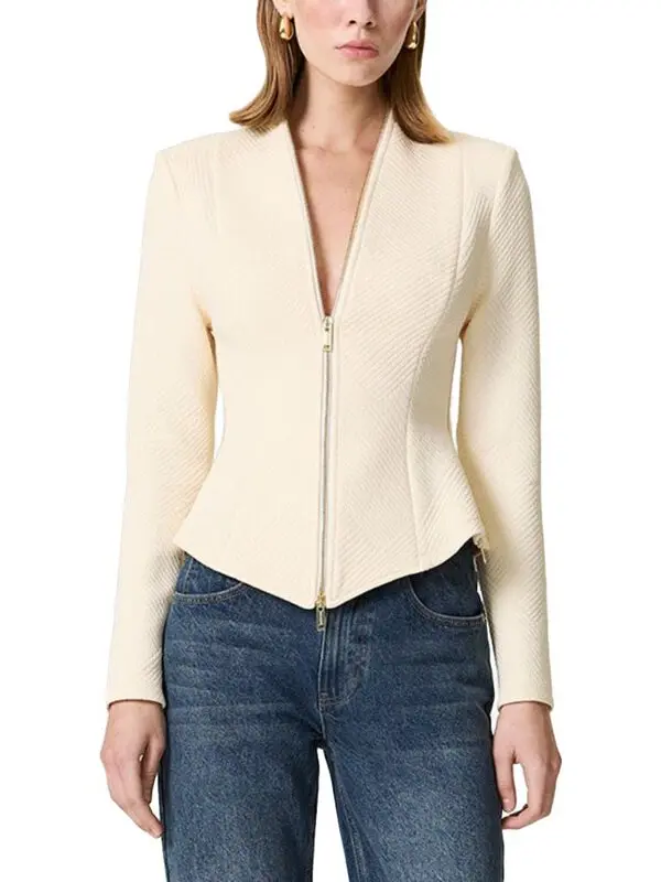 NOCTURNE Zippered Blouse - Ivory