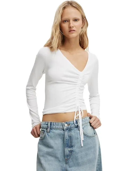 COTTON ON Asymmetric Ruched Knit Top - White